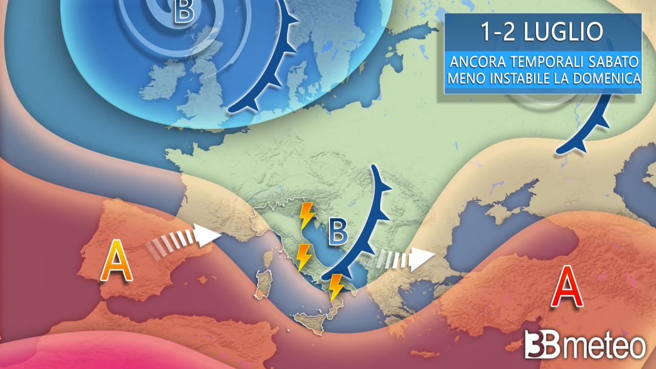 Meteo weekend: sabato ancora forti temporali, più sole domenica « 3B Meteo