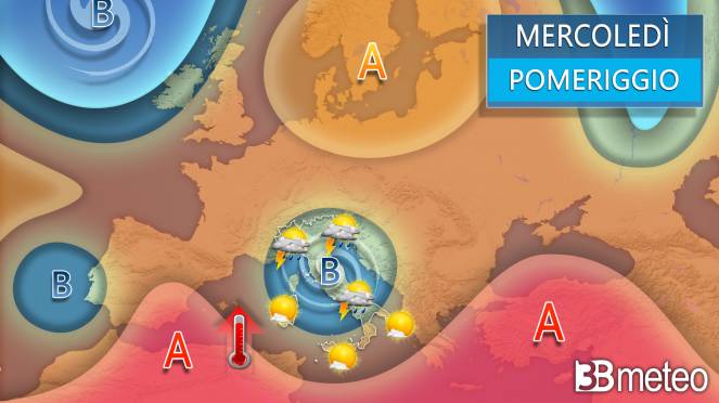 Meteo - Vortice poco evolutivo, rovesci e temporali anche forti fino a ...
